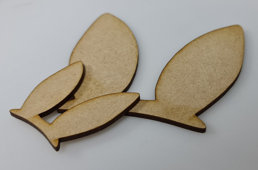 Wooden MDF Easter Bunny Ears Craft Blank Shape Scrapbook Embellishments ...