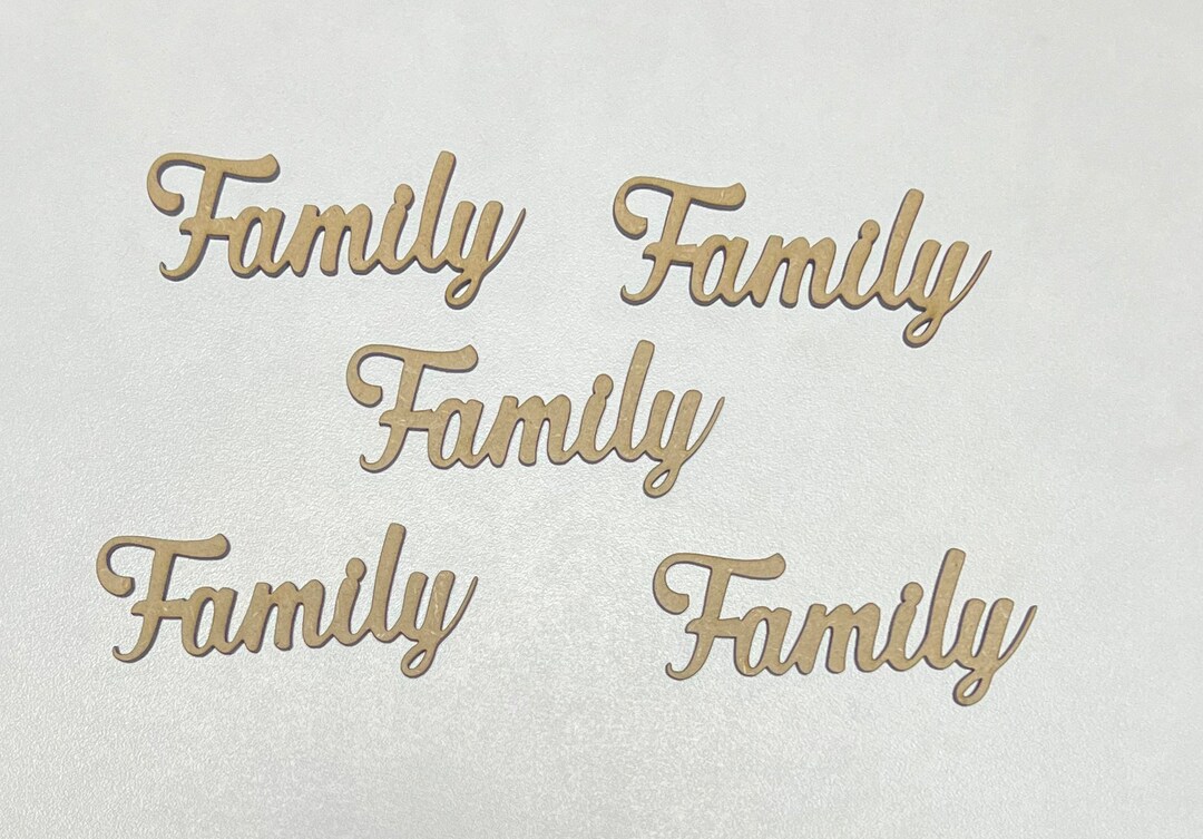 5x Family Word Wooden MDF Cut-out Laster Cut Craft Blank Family Tree ...