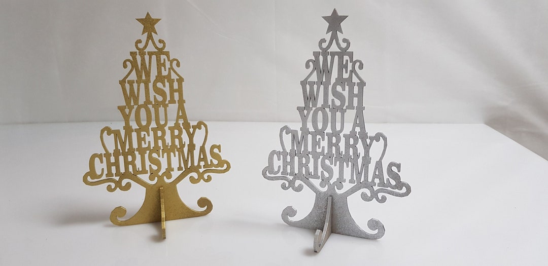 MDF Merry Christmas Freestanding Tree Decoration Ornament - Etsy UK