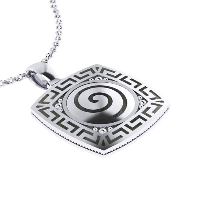 Greek Spiral Pendant, Ancient Greek Seal Pendant / Two-tone Coloured ...