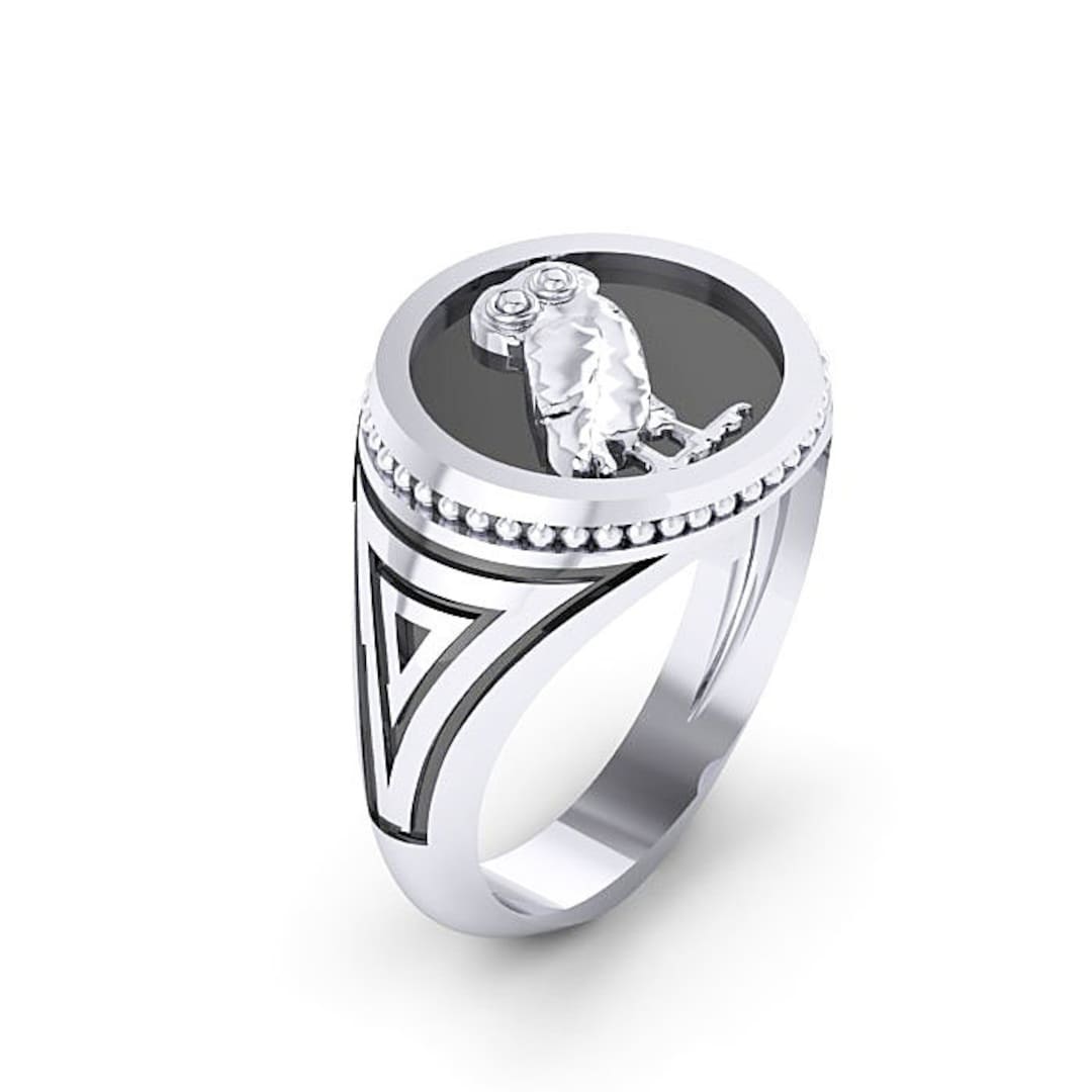 Anillo del búho de la diosa Atenea, anillo de sello de la mitología ...