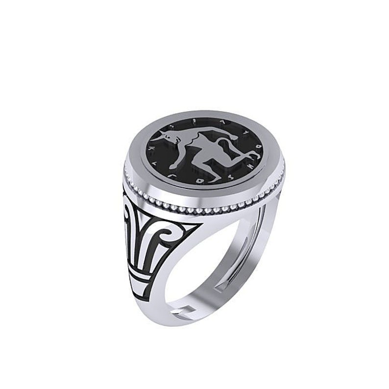 Minotaur Ring, Ancient Greek Seal Ring / Two-tone Coloured Sterling ...