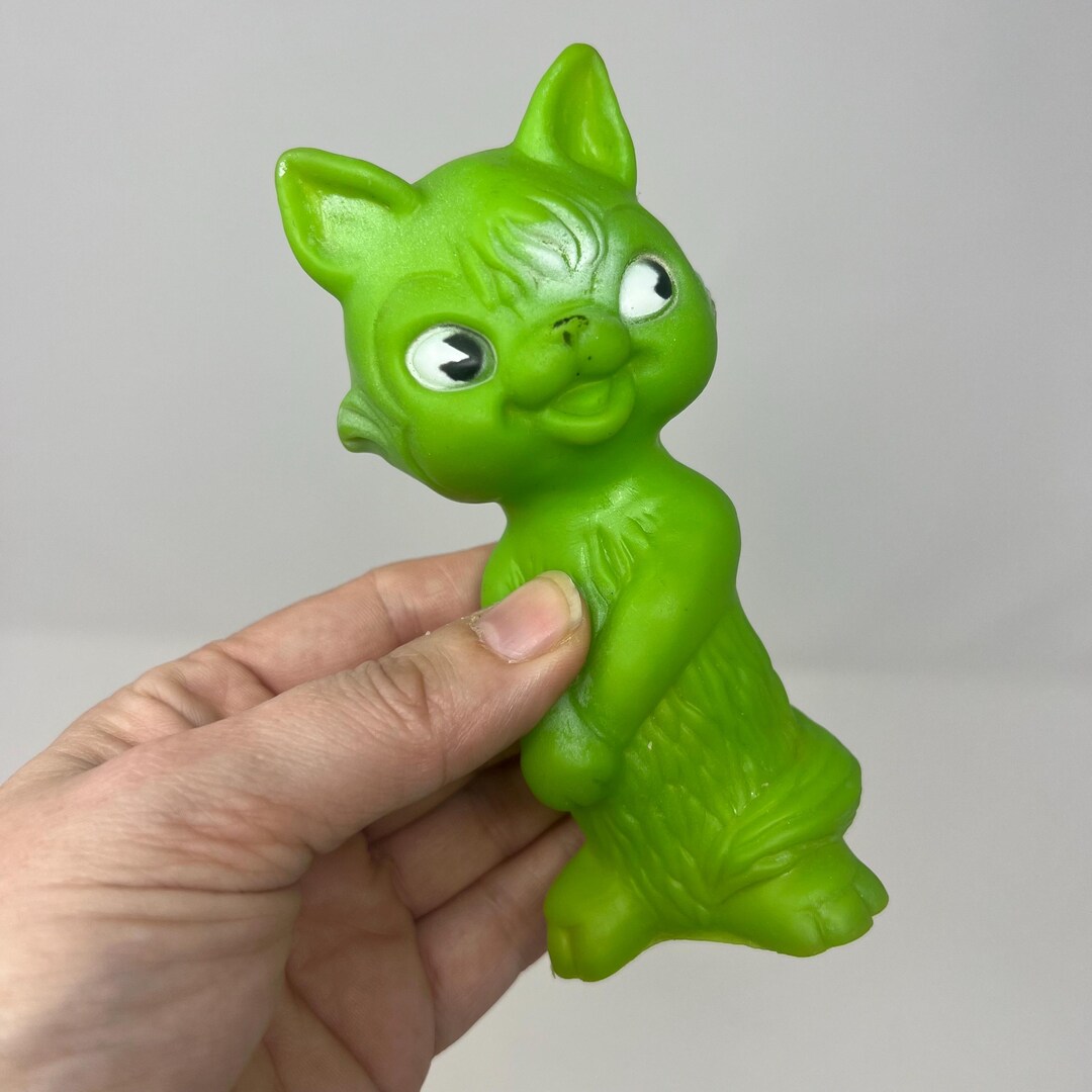 Vintage Green Cat Squeaky Toy by Combex 1970s - Etsy