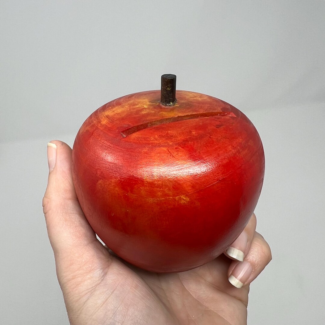 Vintage Wooden Apple Money Box Lockable With Key, Made by FMF France ...