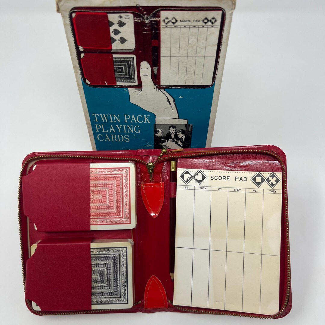 Vintage Bridge Players Card Set With Score Pad, Pencil, Two Card Decks ...