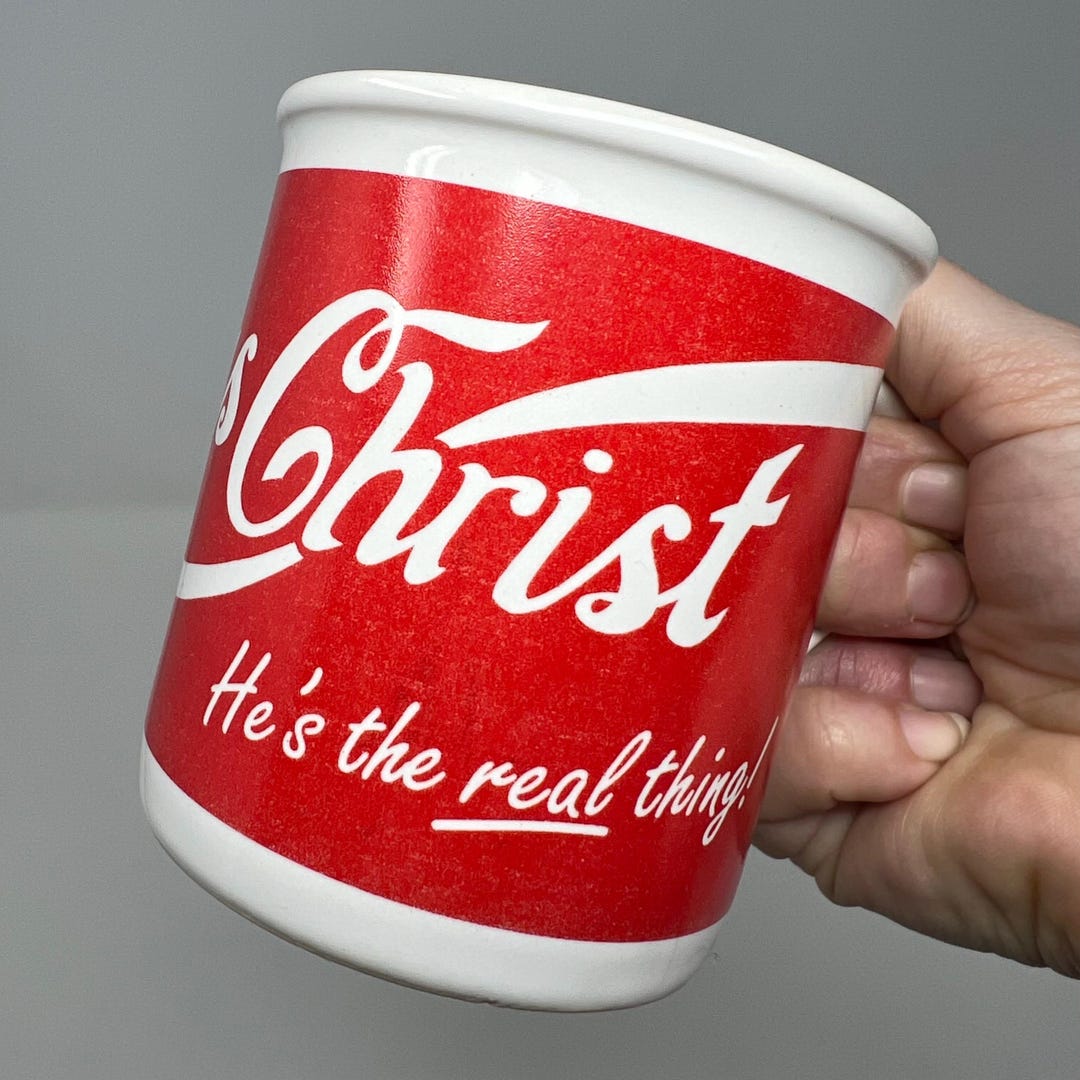 Jesus Christ He’s the Real Thing Coca Cola Style Christian Mug, Vintage ...