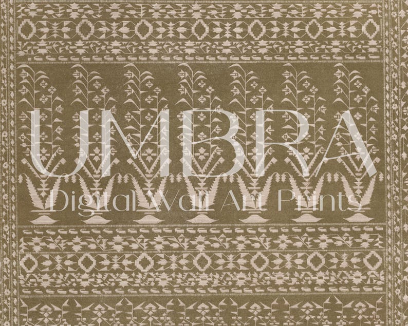 Indian Textile Wall Art - Kinkhab Pattern Print - Vintage Ethnic Home Decor - Boho Minimalist ...