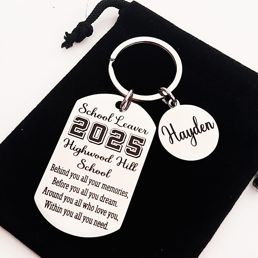 Personalised School Leavers 2025 Keyring Gift – Custom Name Keychain ...