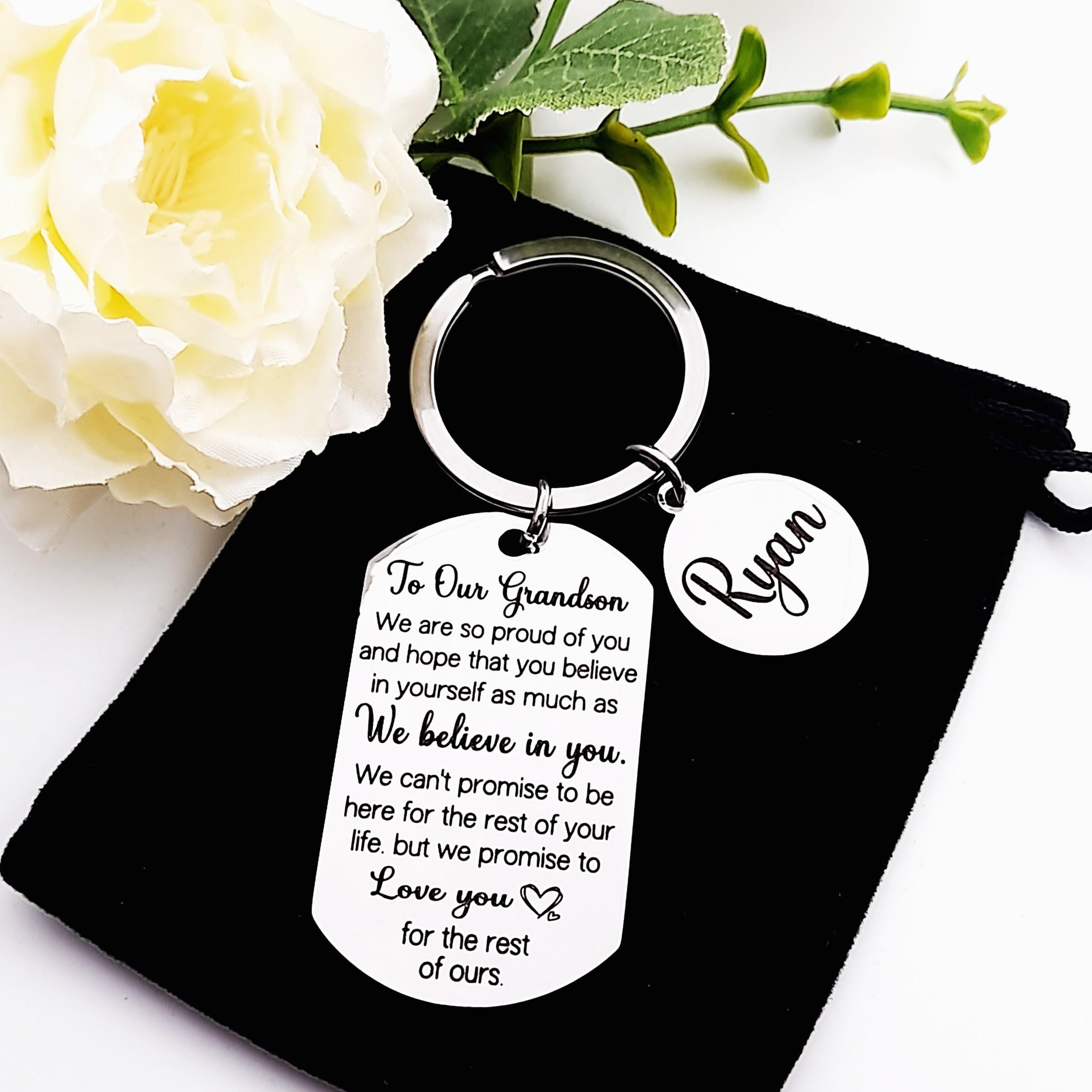Grandson Personalised Name Keychain: Sentimental Gift From Grandparents ...