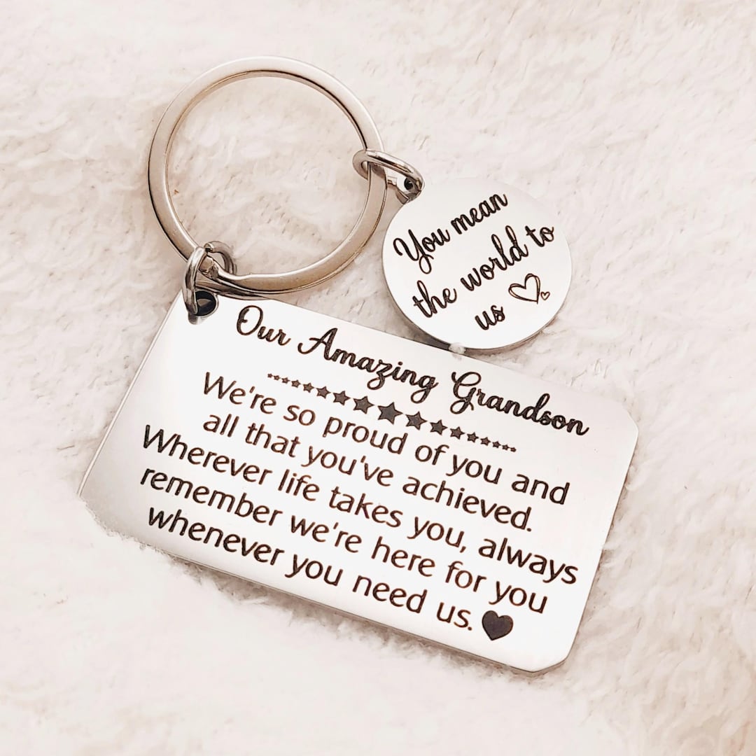 Engraved Stainless Steel Grandson Keychain: Sentimental Gift - Etsy
