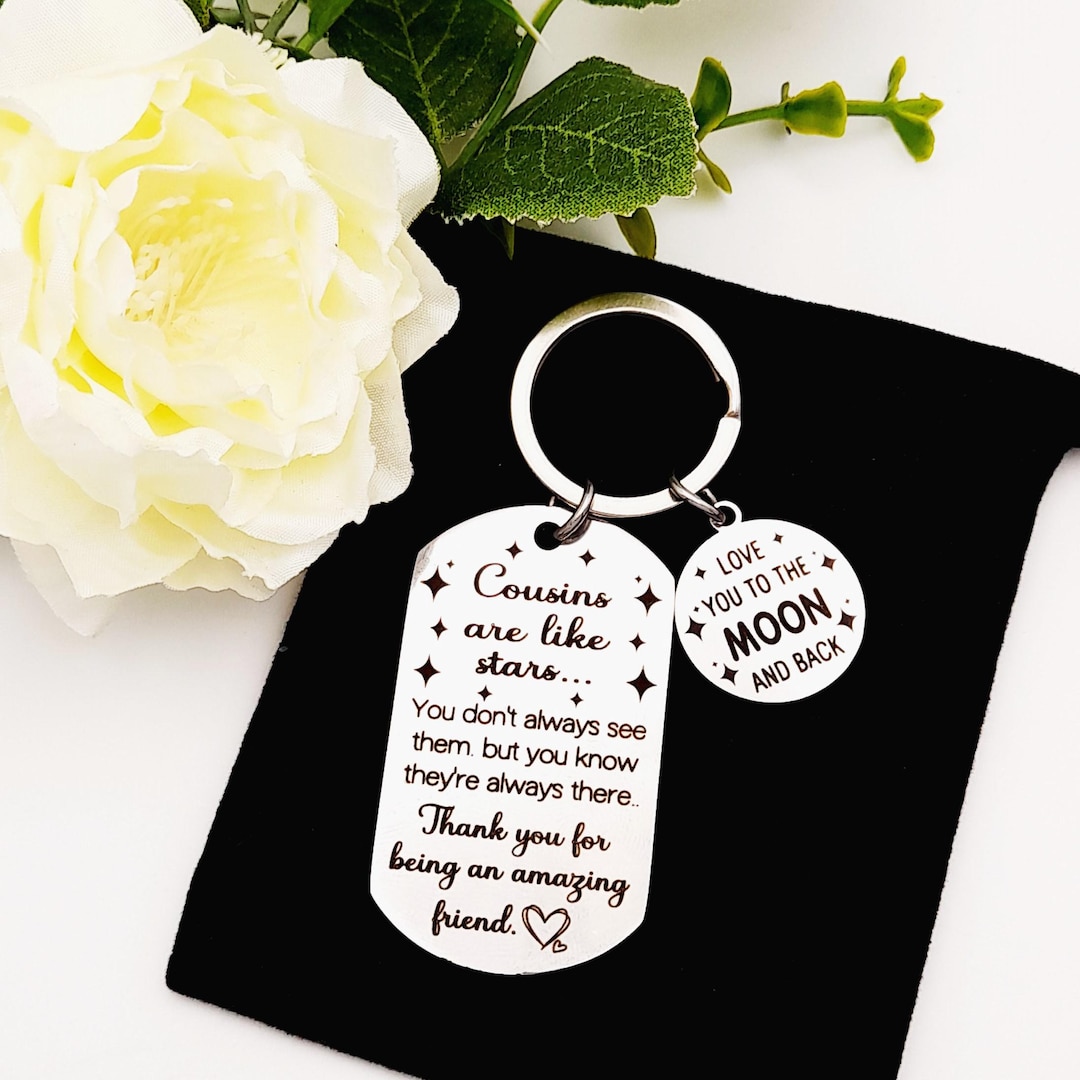 Personalized Cousin Keychain: Stainless Steel Keepsake Gift - Etsy