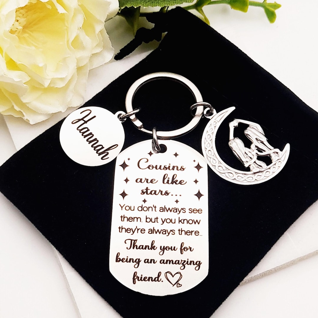 Personalized Cousin Keychain: Stainless Steel Keepsake Gift - Etsy
