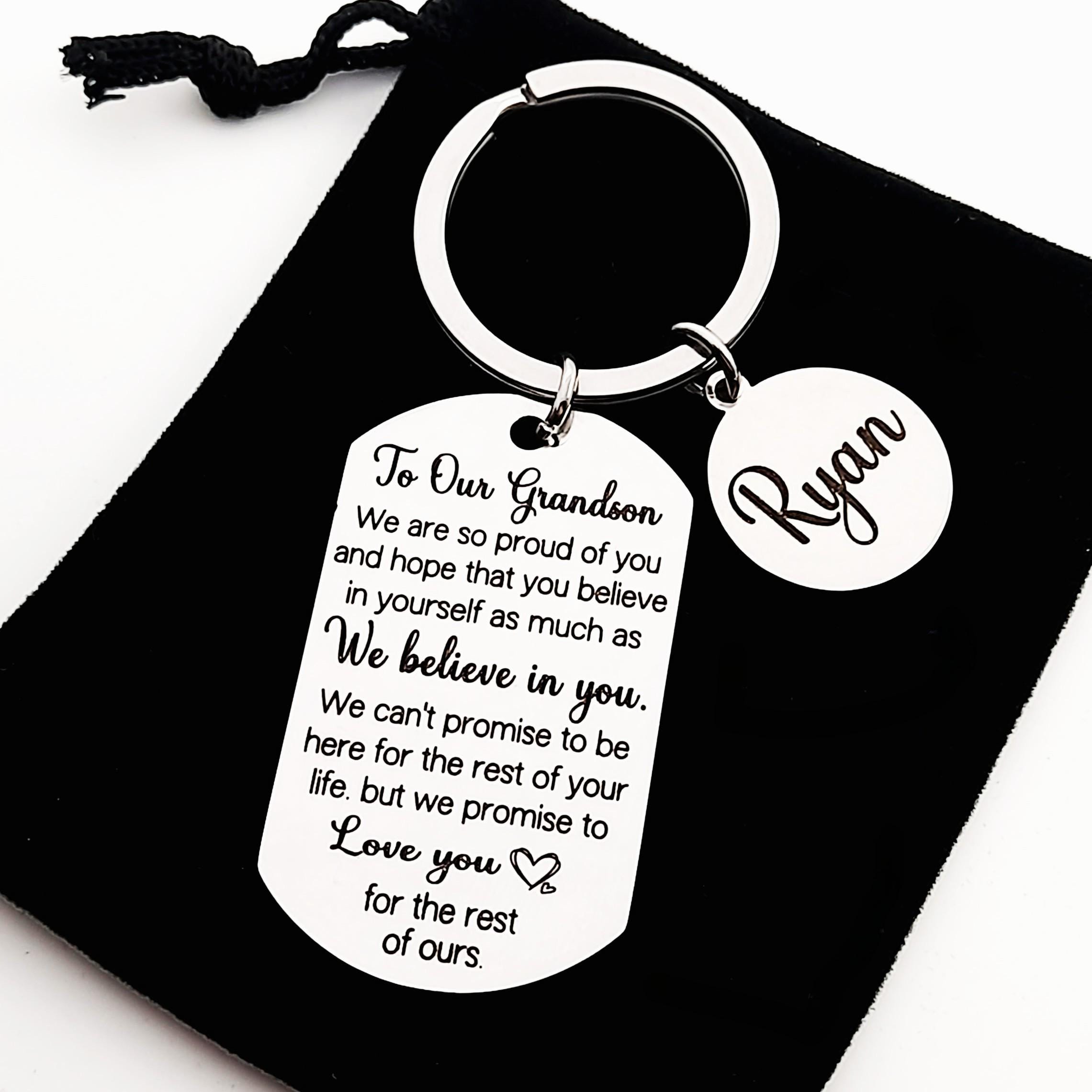 Grandson Personalised Name Keychain: Sentimental Gift From Grandparents ...