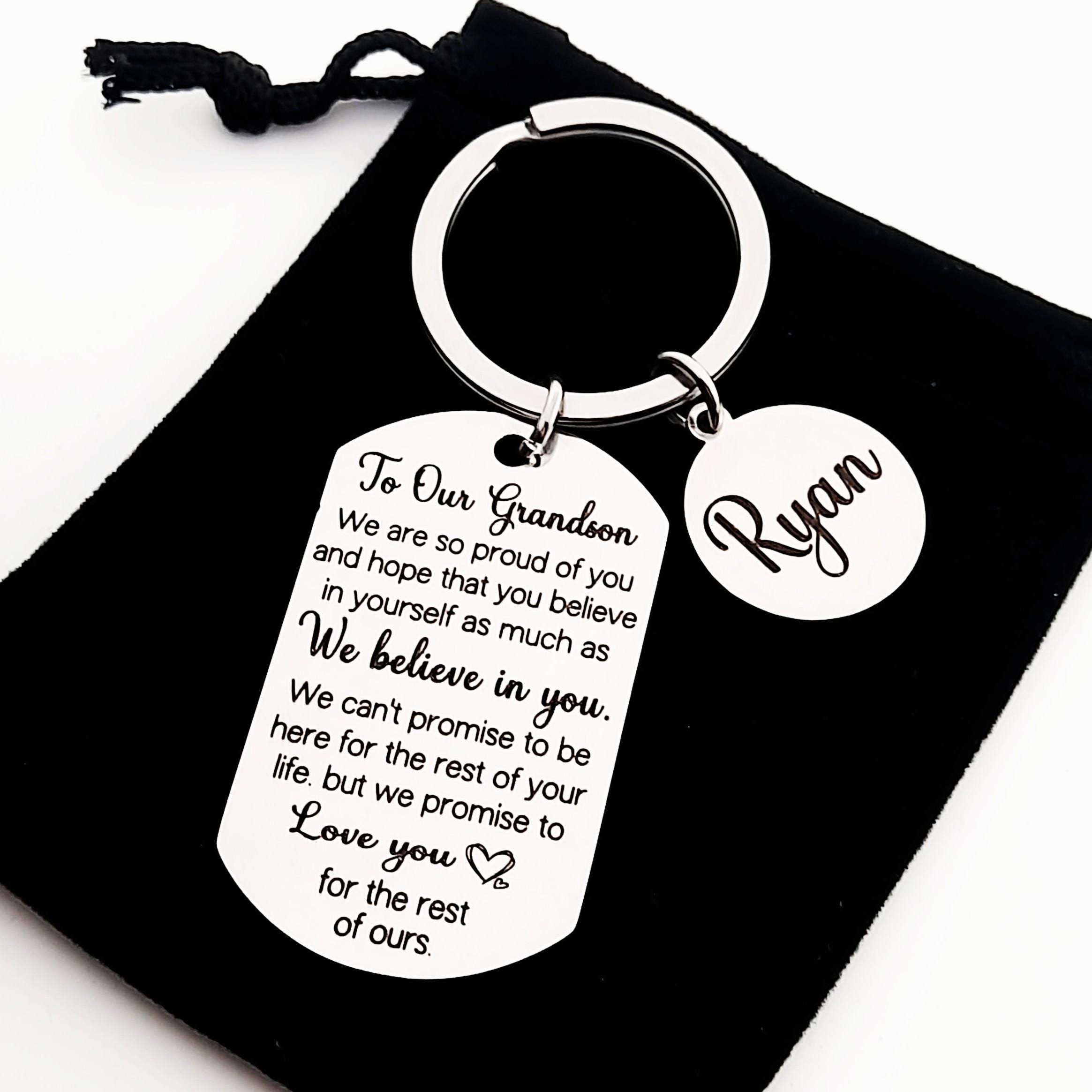 Grandson Personalised Name Keychain: Sentimental Gift From Grandparents ...