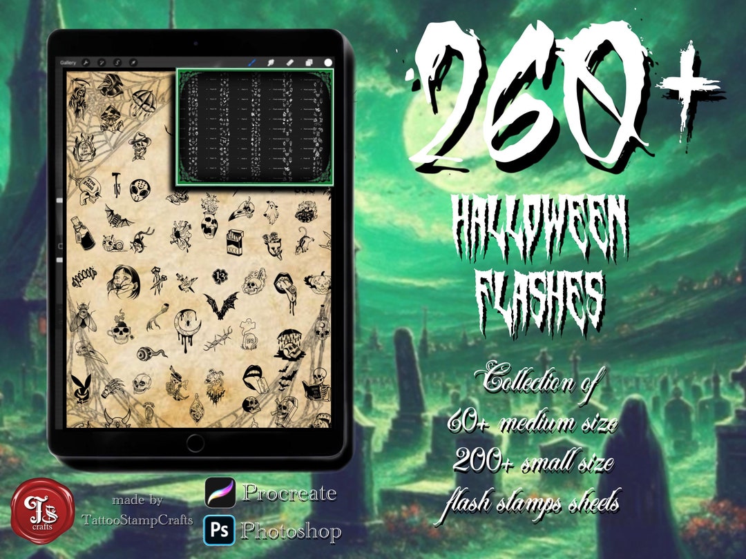 Halloween Creepy Tattoo Flash Sheet Stamps Ready to Use! - Etsy