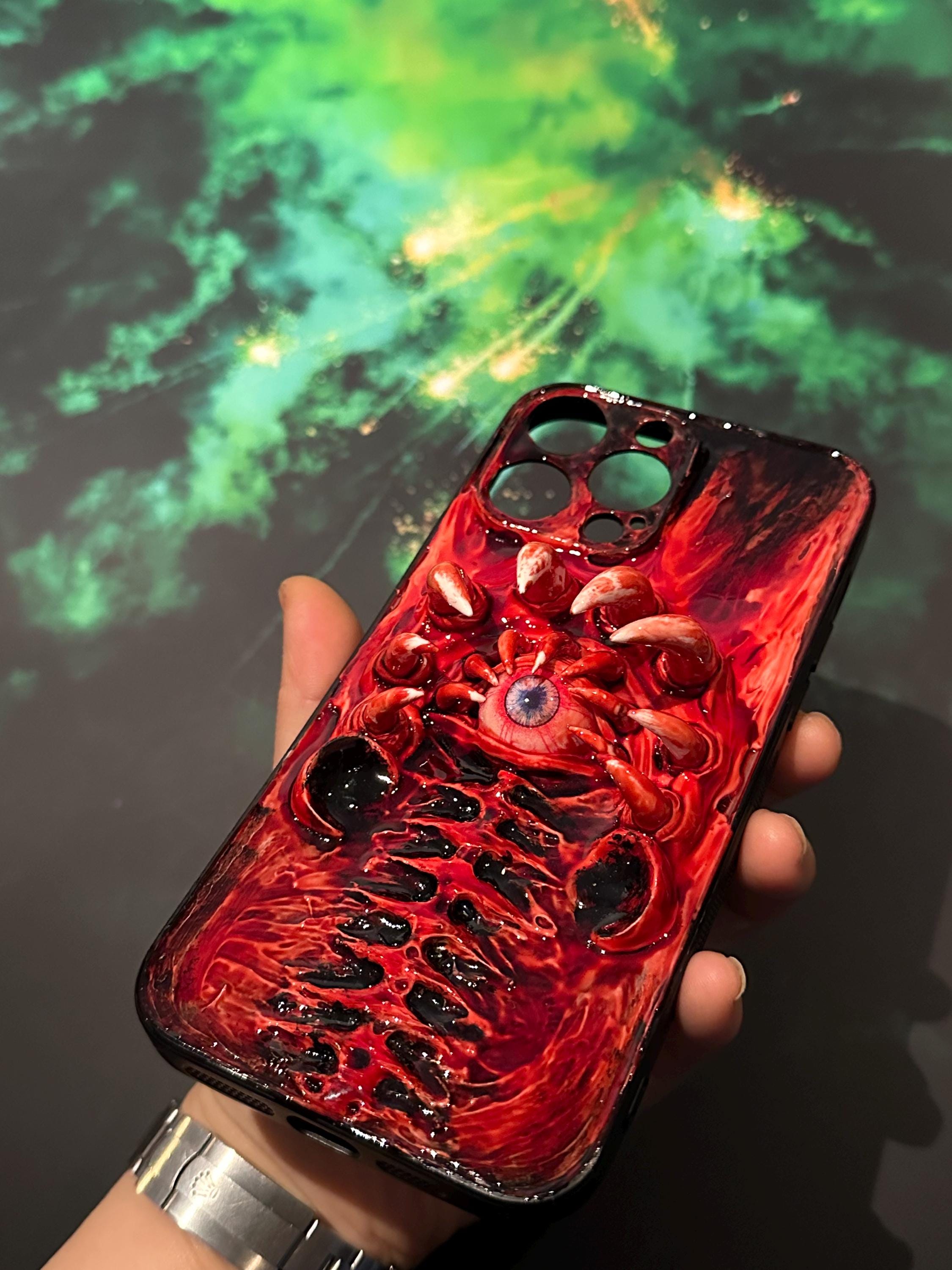 3D Alien Facehugger Resin Horror Mobile Phone Case Goth Creepy Eyes ...