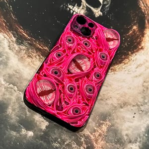 3D Pink Unique Aesthetic Eyes Horror Sweet Phone Case Handmade Custom ...