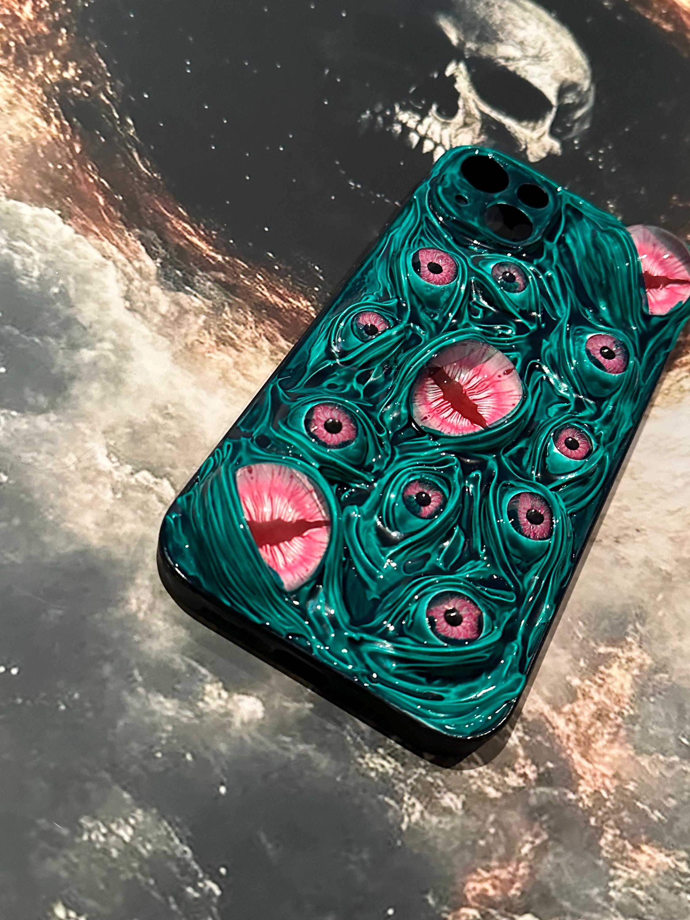 3D Unique Aesthetic Eyes Horror Phone Case Handmade Custom Grunge Cool ...
