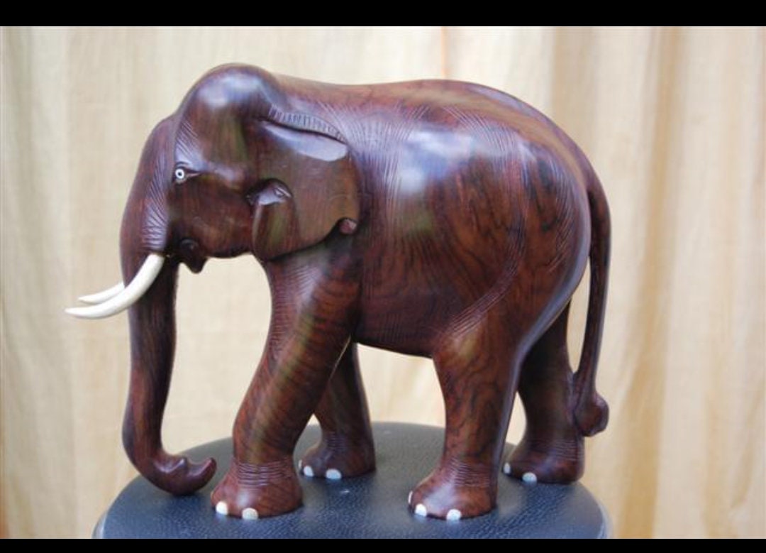 Handmade Wooden Elephant Sculpture for Home Decor - Etsy