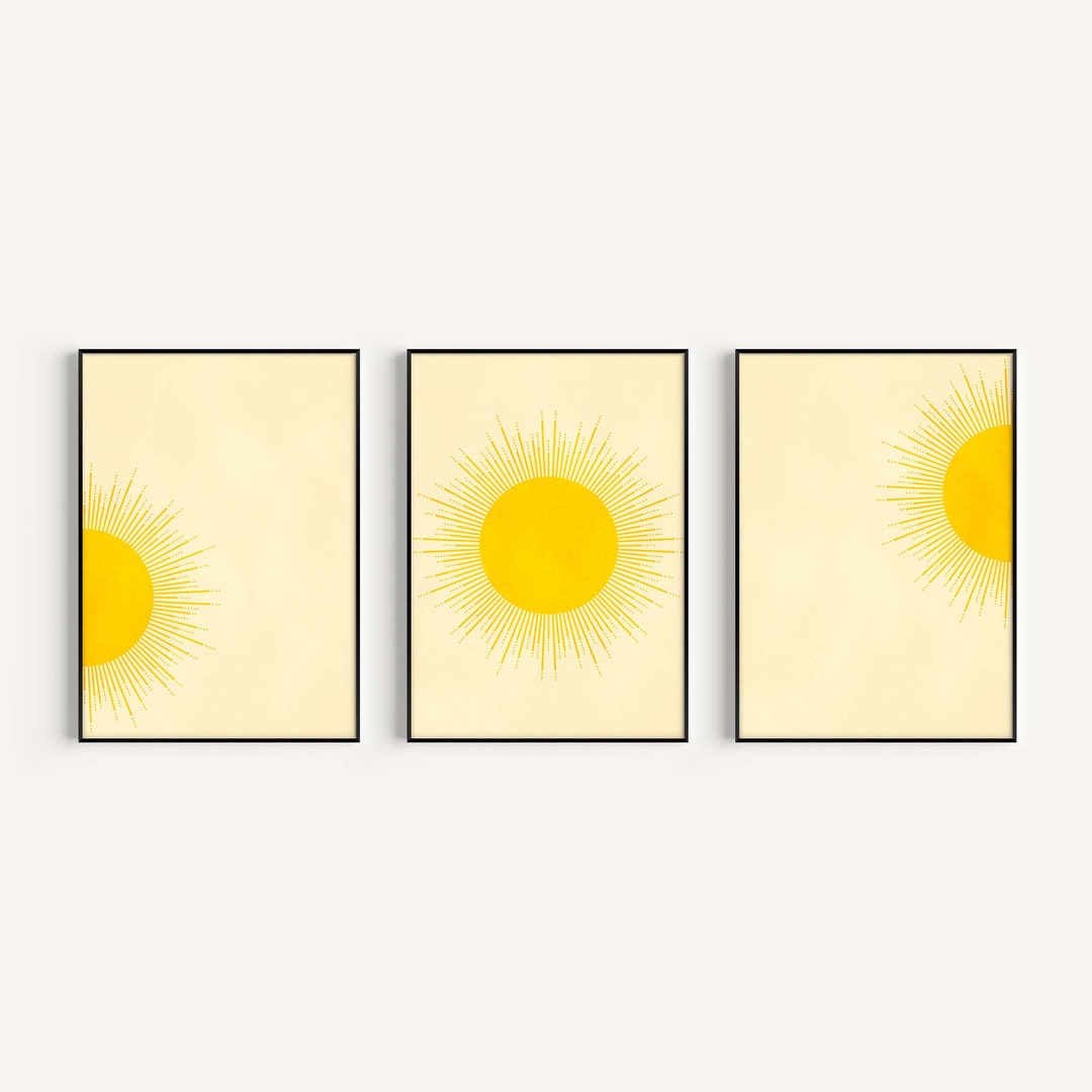 Sunshine Printable Wall Art, Set of 3 Prints, Abstract Modern Yellow ...