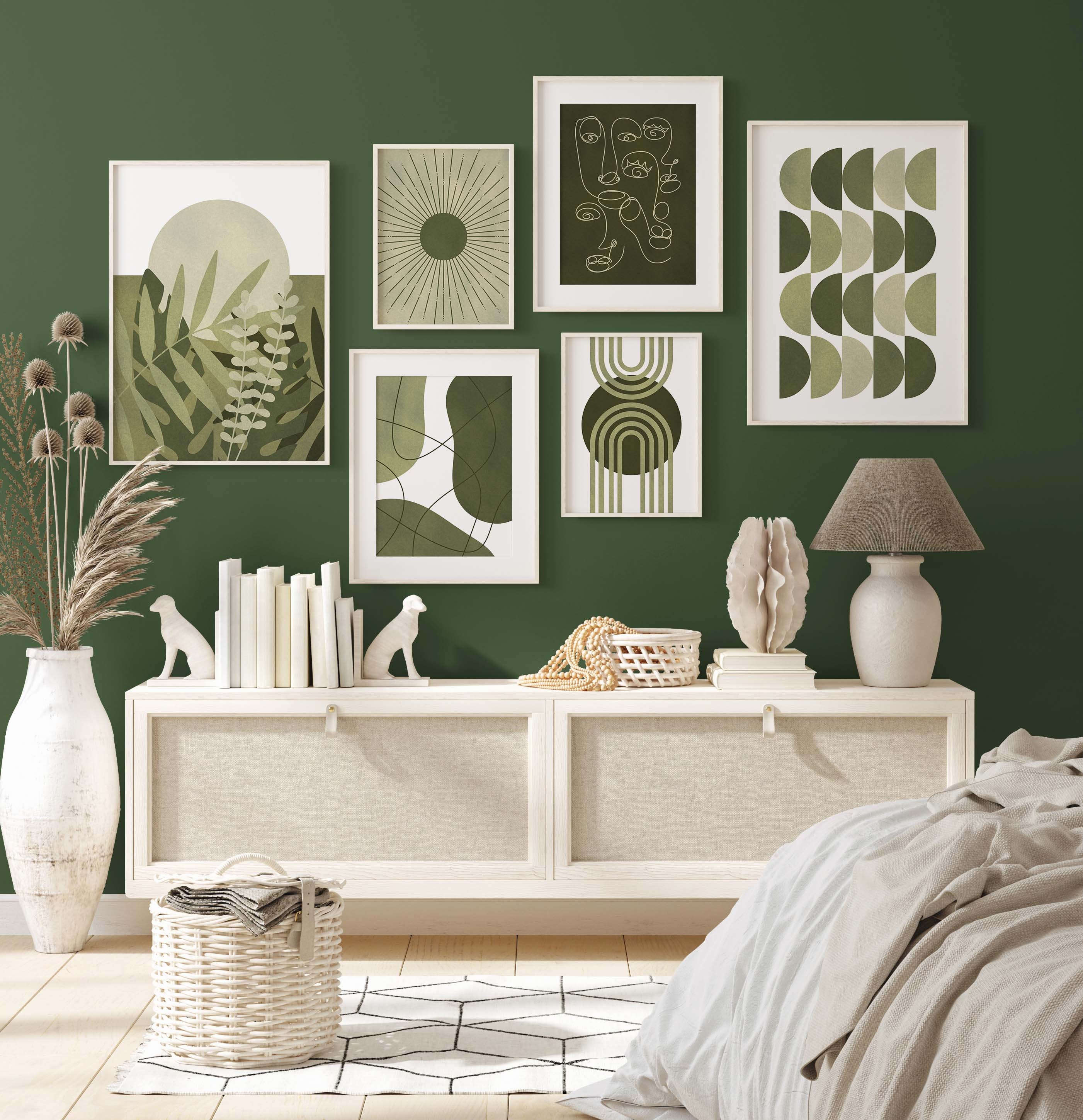 Abstract Green and Dark Shades Printable Wall Art Set of 7 - Etsy