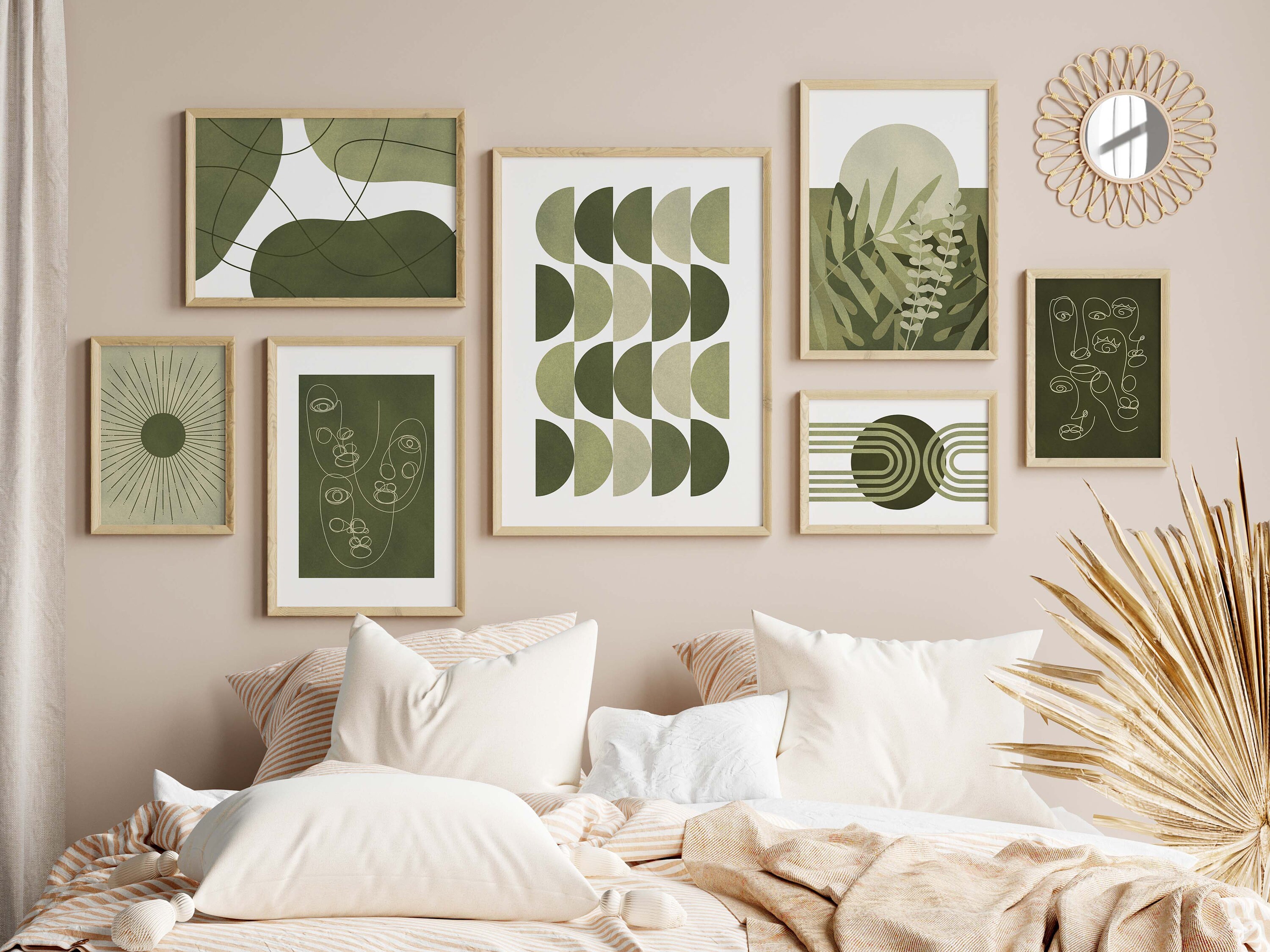 Abstract Green and Dark Shades Printable Wall Art Set of 7 - Etsy