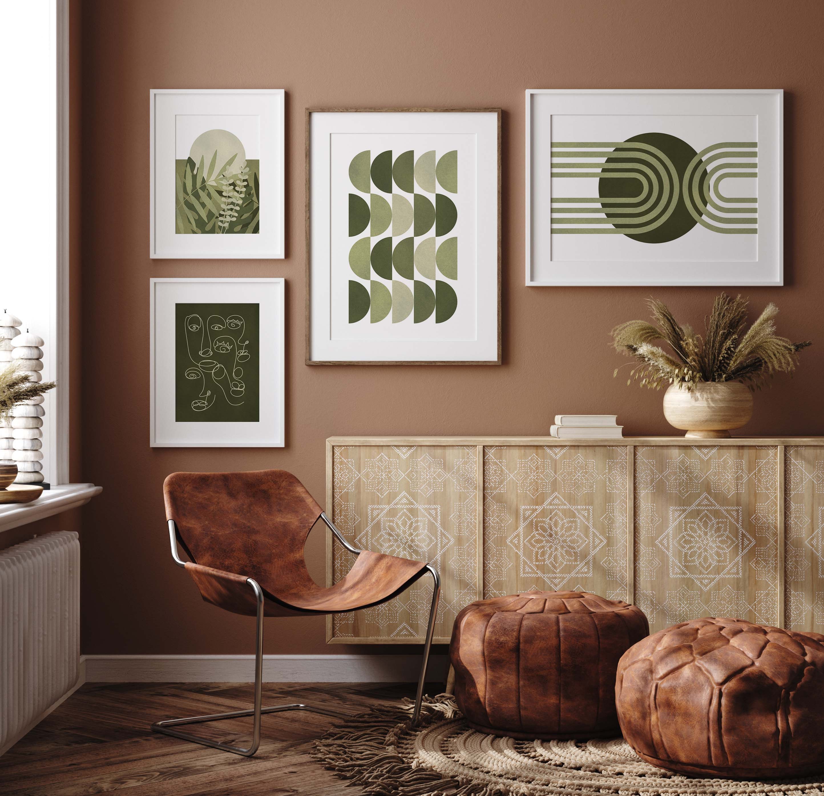 Abstract Green and Dark Shades Printable Wall Art Set of 7 - Etsy
