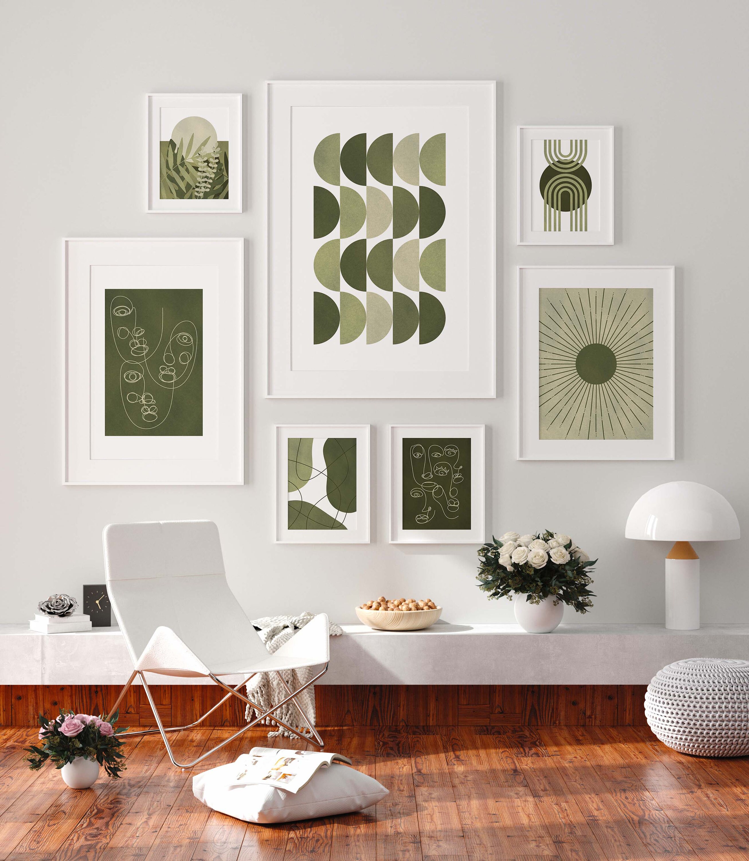 Abstract Green and Dark Shades Printable Wall Art Set of 7 - Etsy