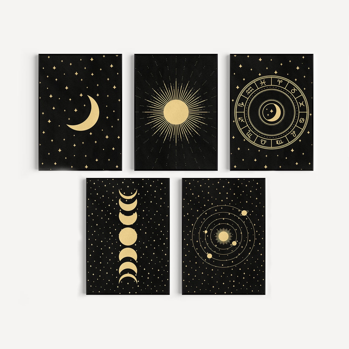 Printable Wall Art Constellation Wheel Zodiac Golden Star Collection ...