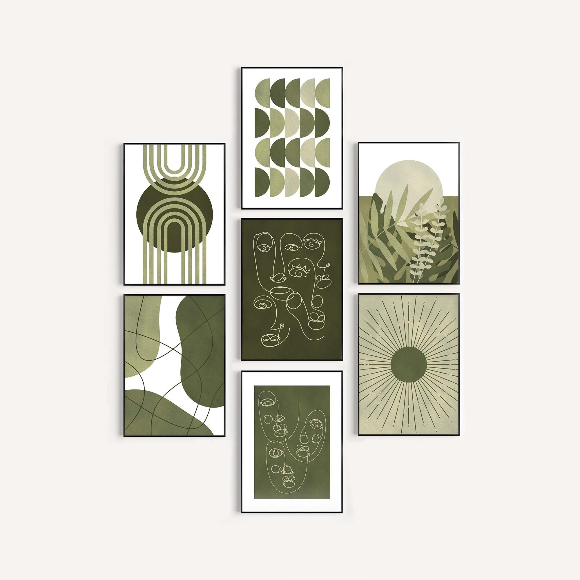 Abstract Green and Dark Shades Printable Wall Art Set of 7 - Etsy