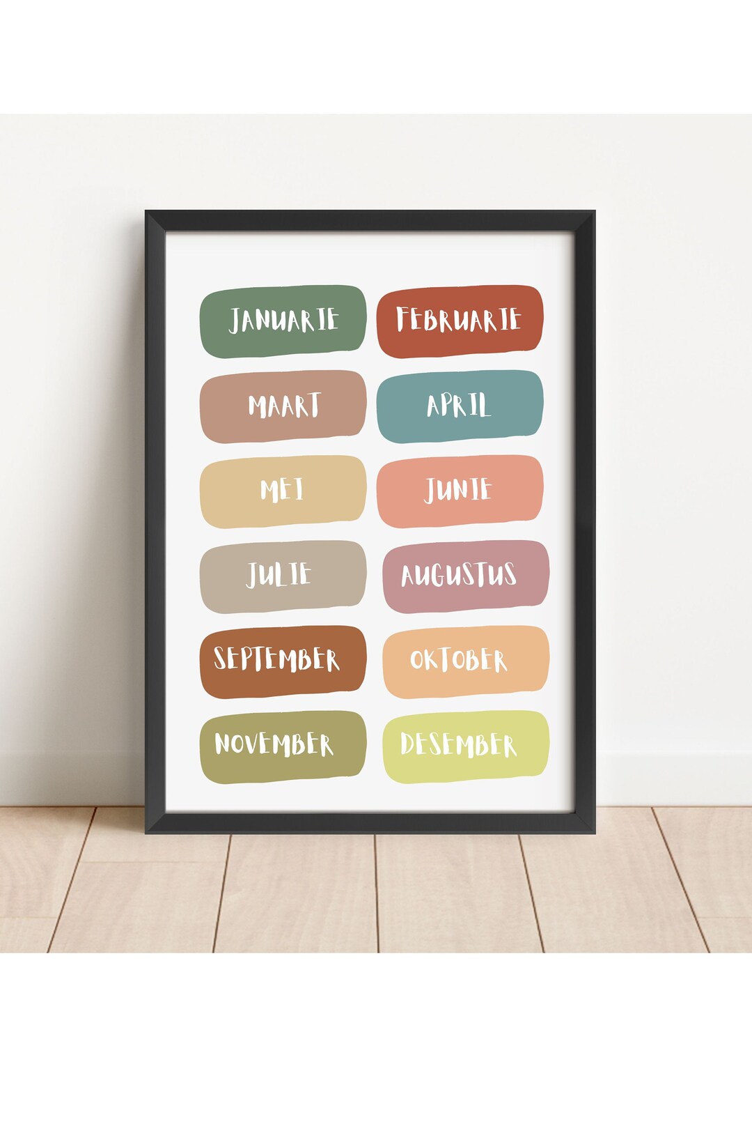 Months Poster in Afrikaans Modern Wall Art Educational - Etsy