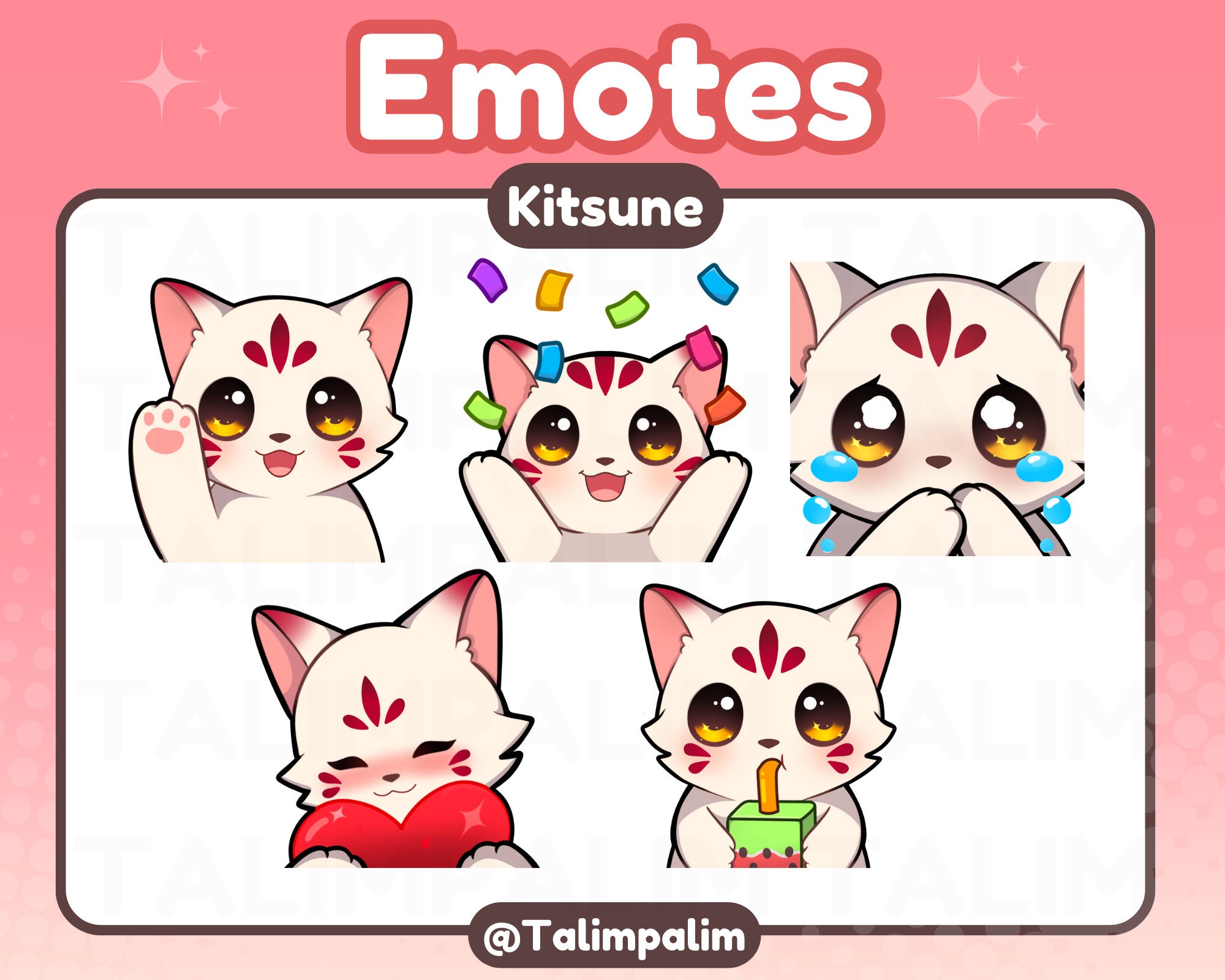 Kitsune Emotes for Twitch, Discord, Youtube - Etsy
