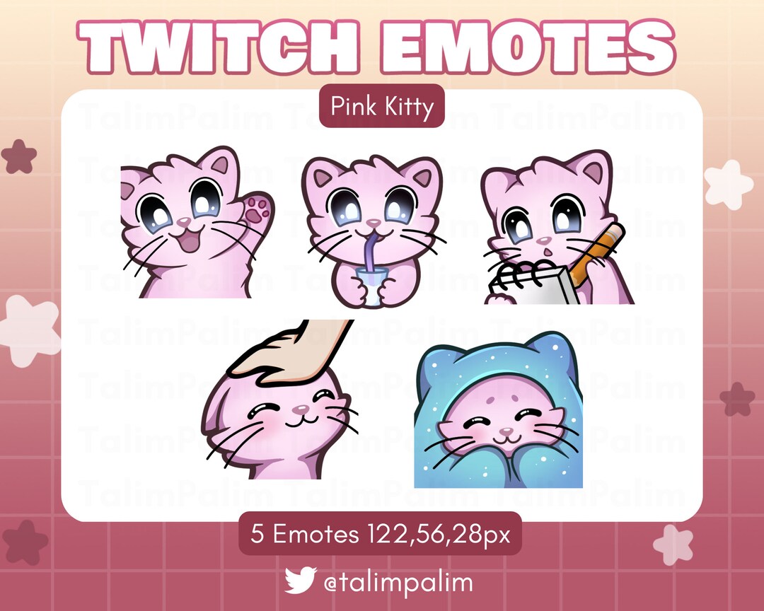 Pink Kitty Emote for Twitch and Discord - Etsy