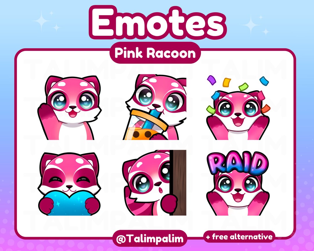 Pink Racoon Emotes for Twitch / Discord / Youtube - Etsy