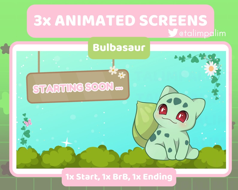 Cute Bulbasaur Animated Screen for Twitch/youtube Streaming / OBS - Etsy