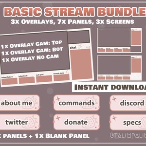 Basic Stream Bundle for Twitch, Set 13x Items, 3 Overlays, 7 Panels, 3 ...