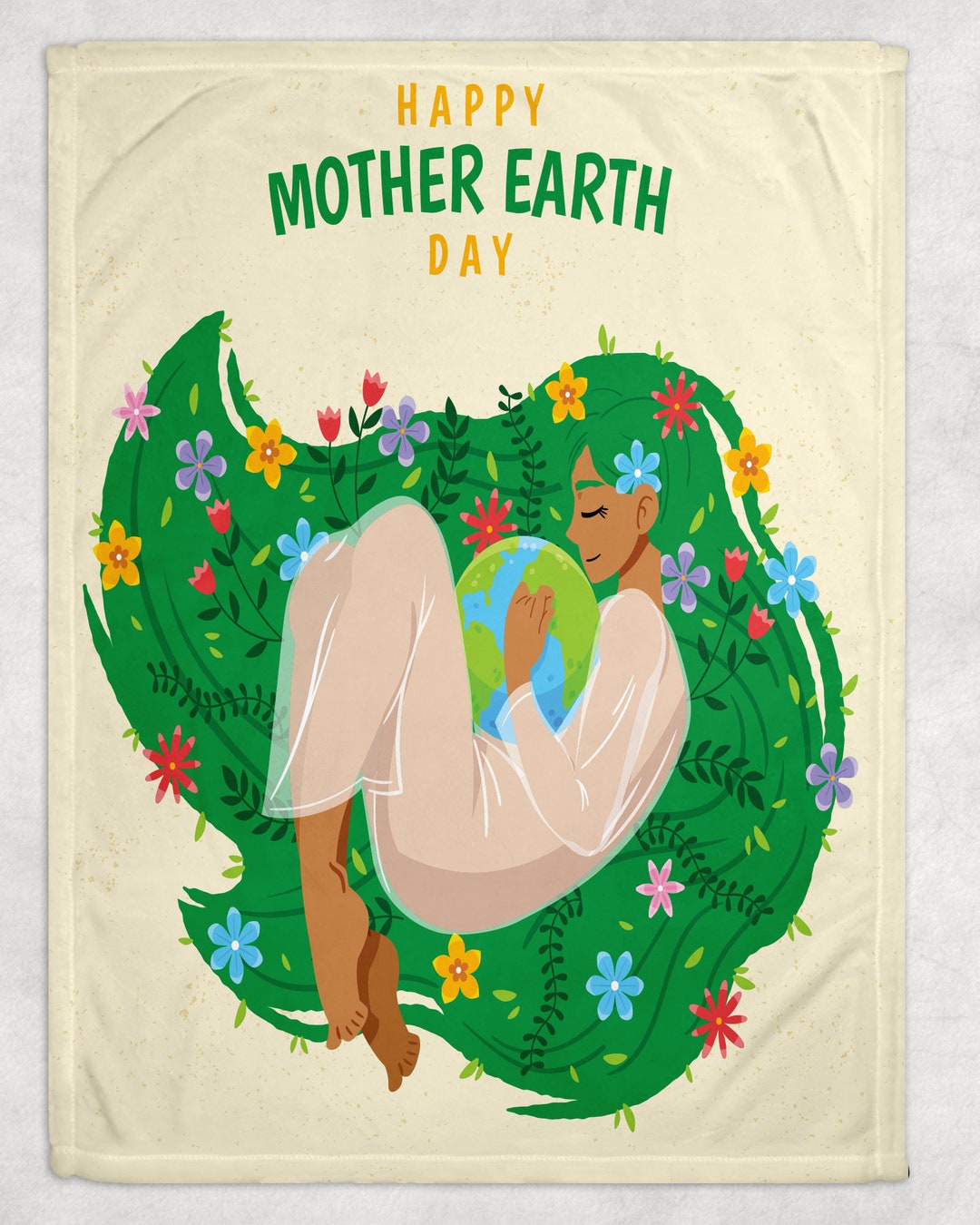 Earth Mother and Children Fleece Throw Blanket: Floral - Etsy