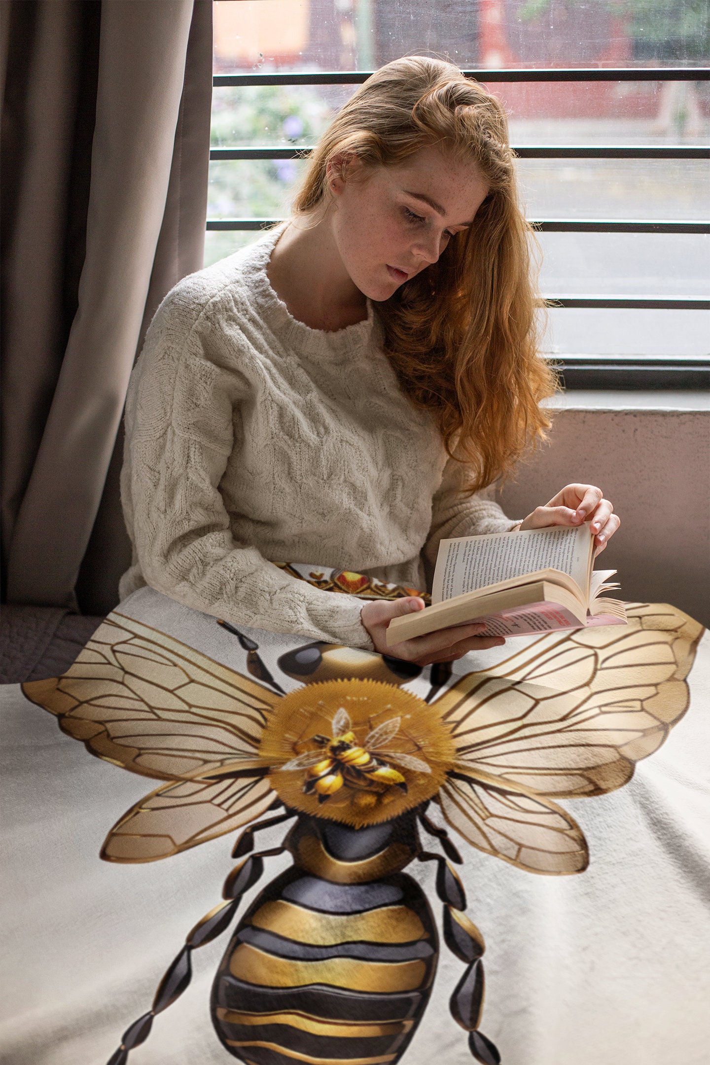 Vintage Queen Bee Blanket, Bumble Bee Blanket, Honeybee Fleece Sherpa ...