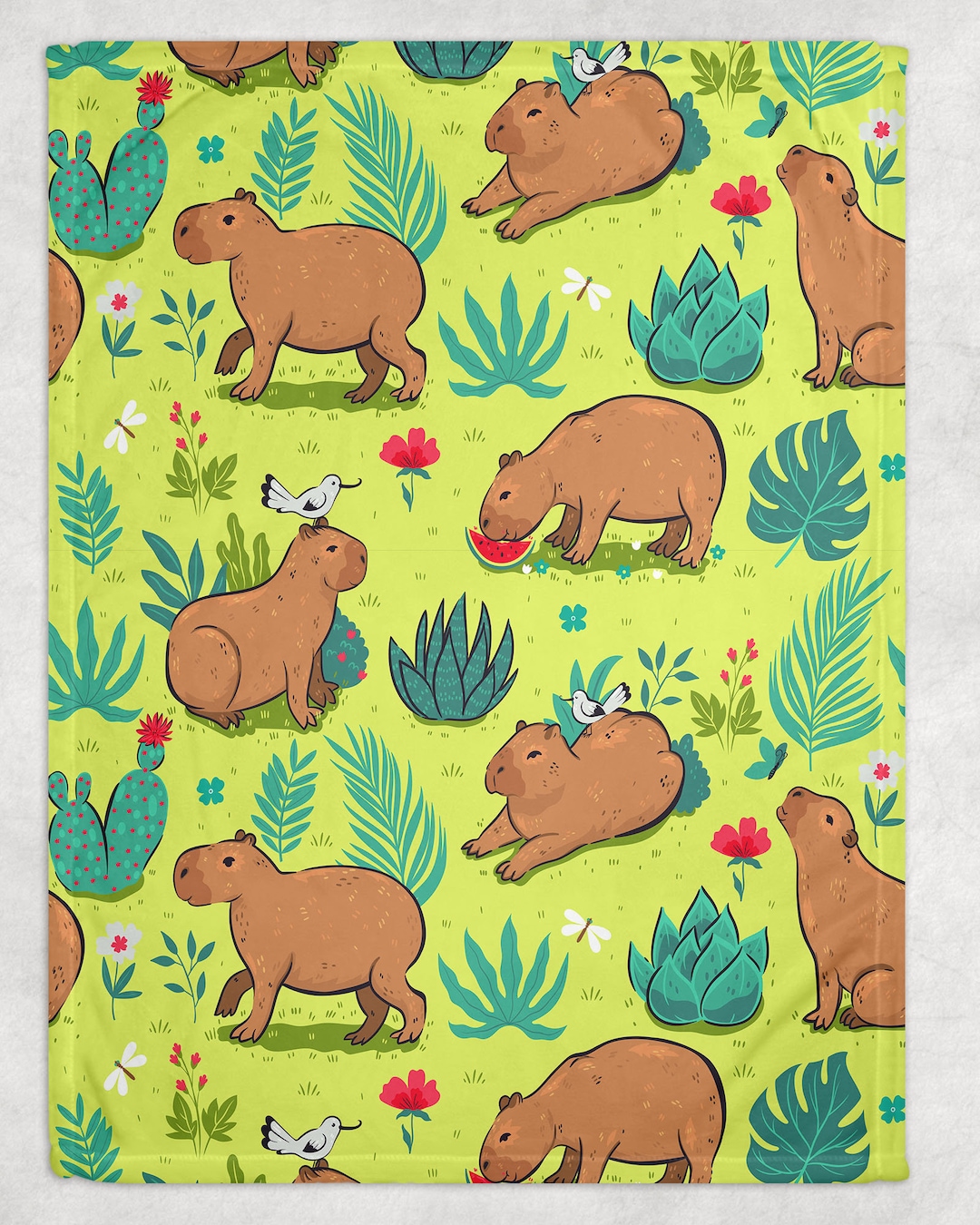 Custom Capybara Blanket, Capybaras Chllin Blanket, Gift for Capybaras ...