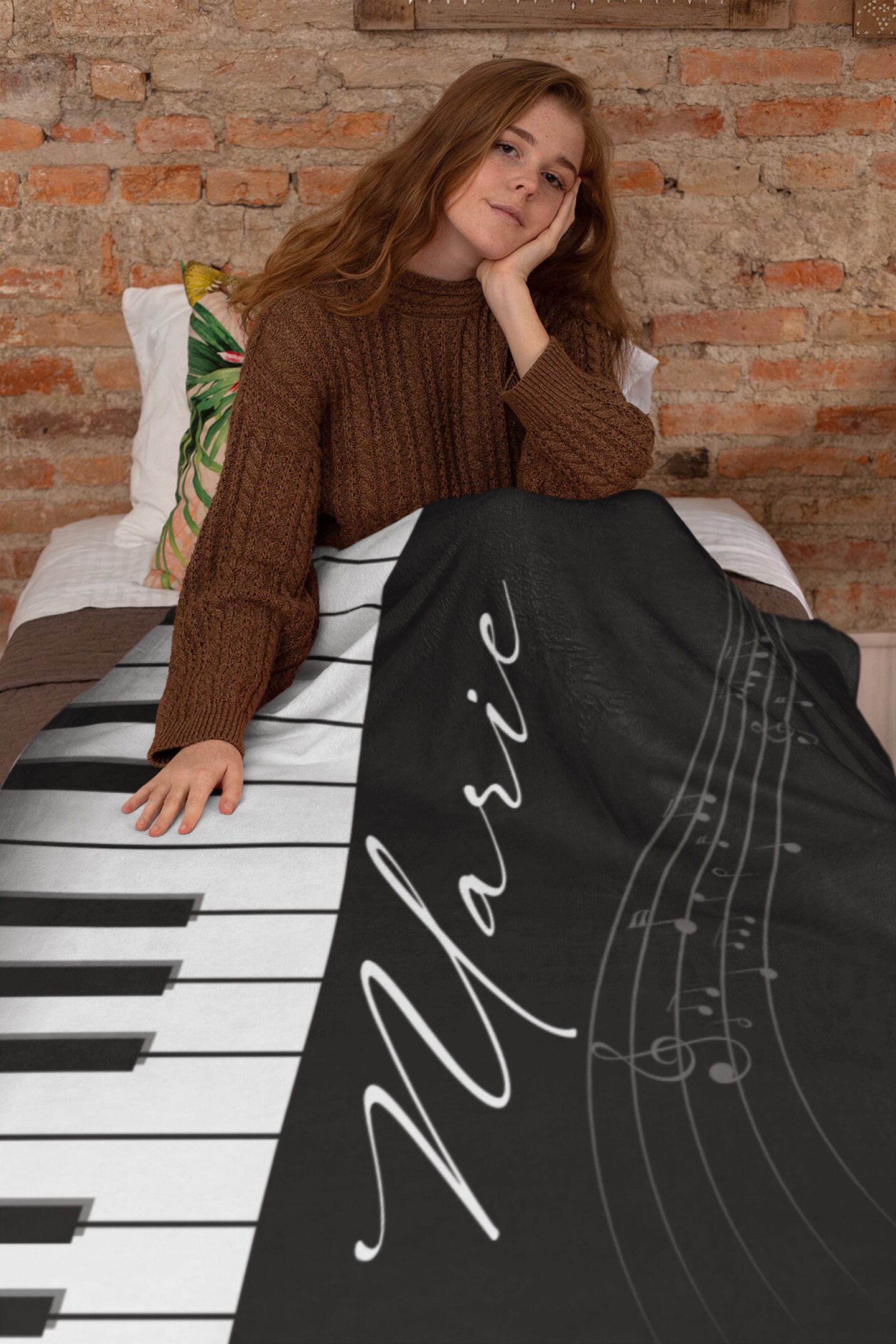 Custom Music Blanket With Name, Custom Piano Music Blanket, Music Lover ...