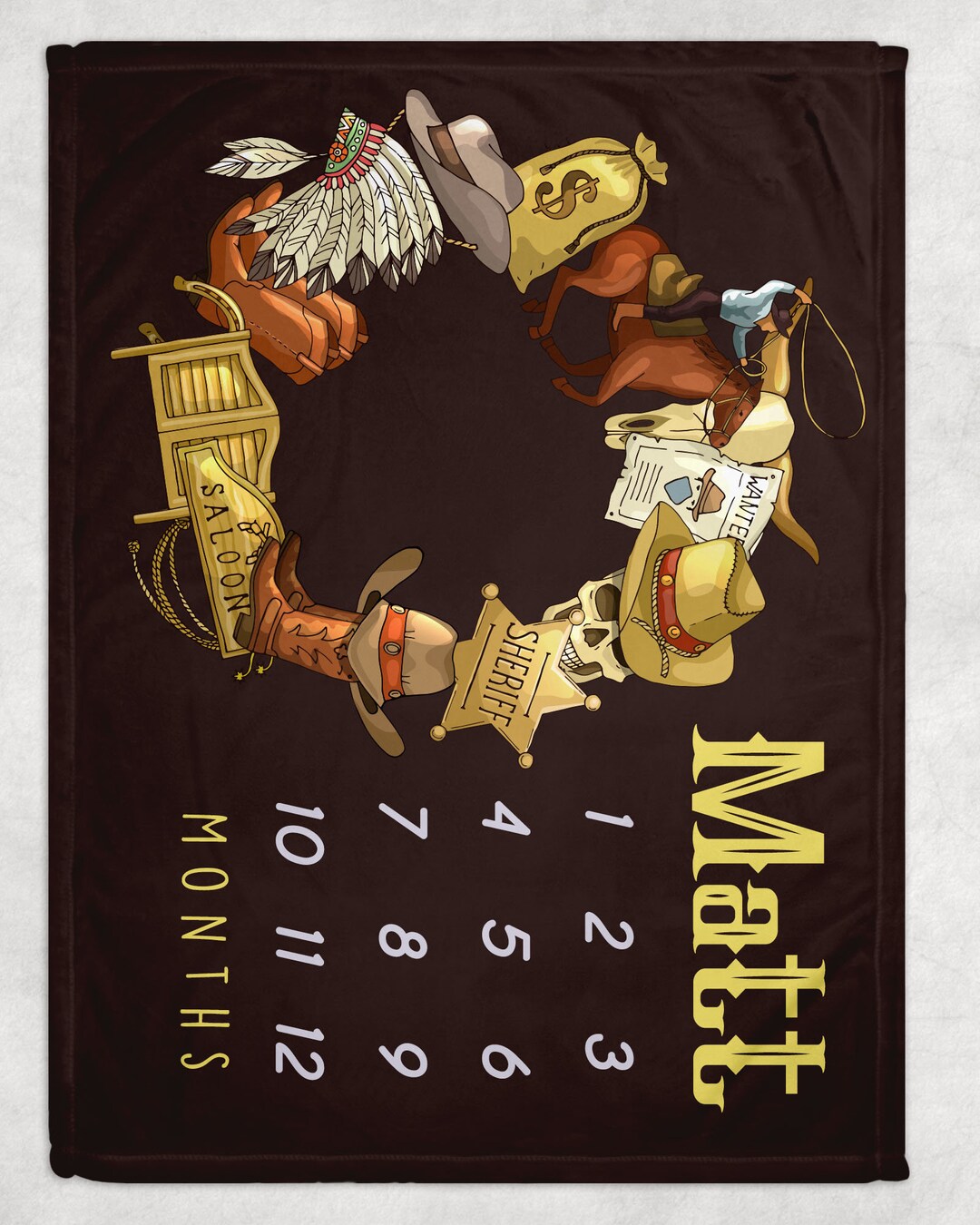 Bull Milestone Blanket, Western Boy Milestone Blanket, Rodeo Milestone ...