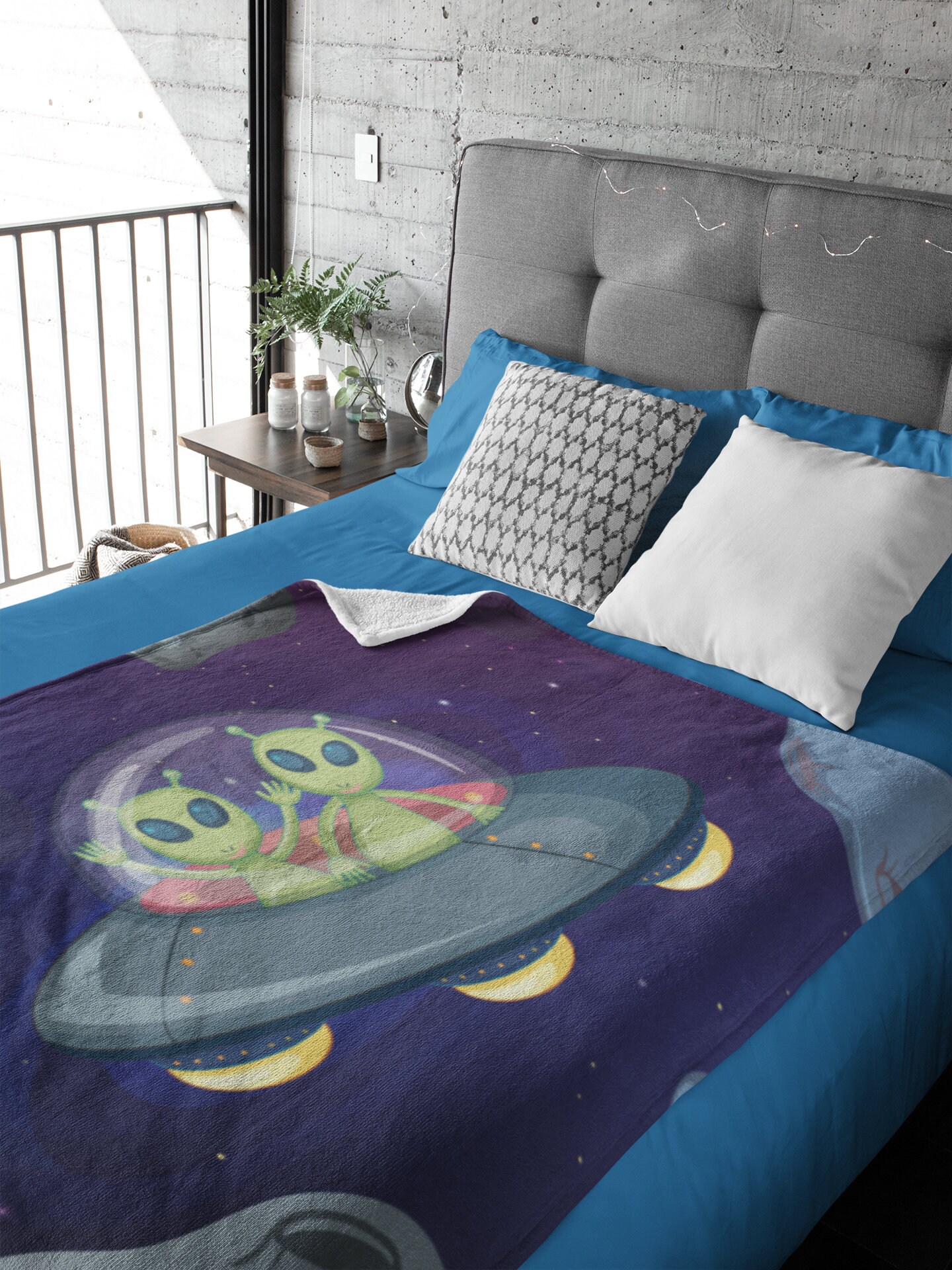New Custom Couple Personalized Alien Ufo Fleece Blanket for Couples ...
