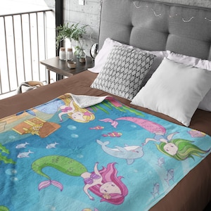 Underwater World Mermaid Throw Blanket Fleece Bohemian Blanket - Etsy