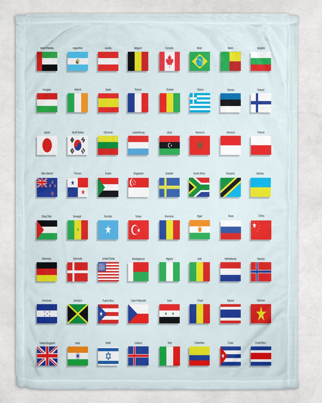 World Flags Throw Blanket, Flags of the World Blanket, Travel Blanket ...