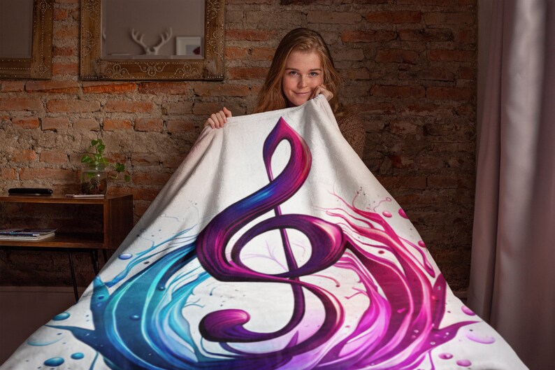 Treble Clef Blanket / Music Notes Blanket / Music Throw Blanket / Music ...