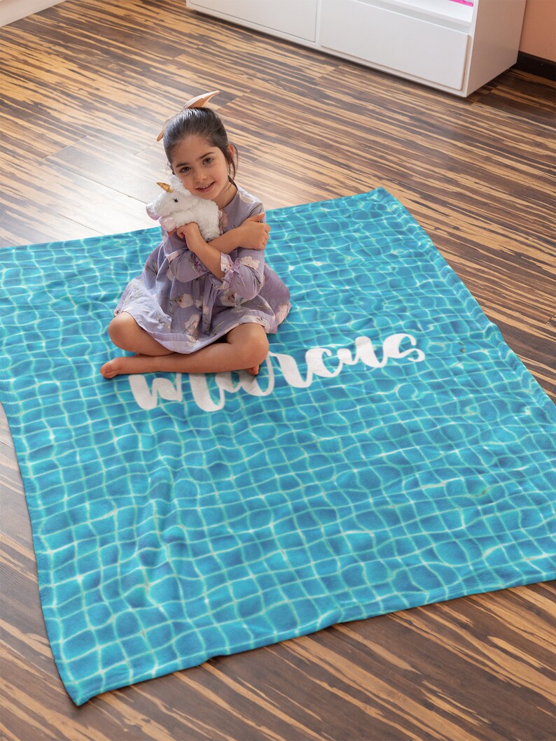 Personalized Swimming Blanket, Swimming Pool Soft Cozy Fleece Throw ...