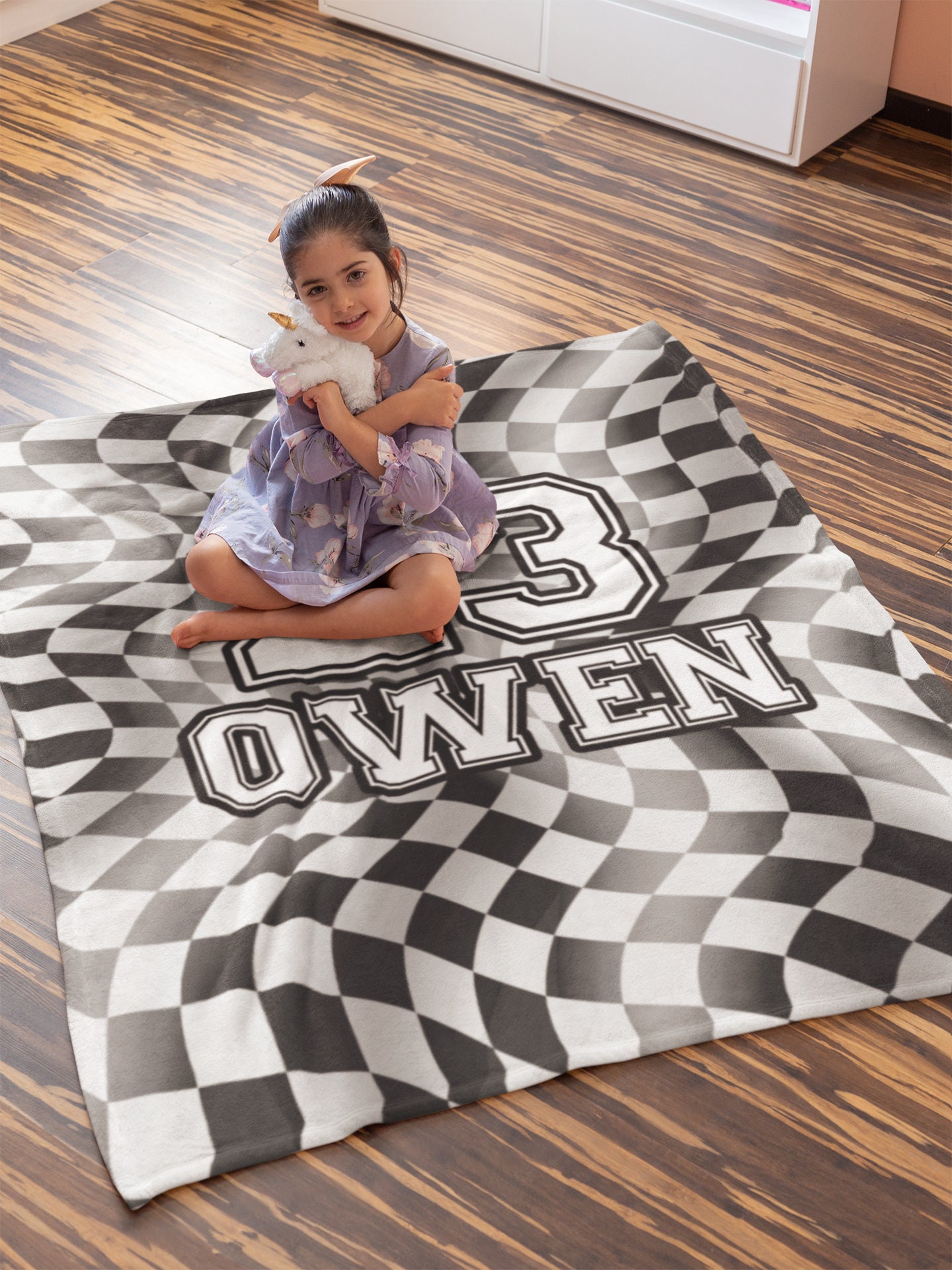 Custom Racing Checkered Flag Blanket, Personalized Sport Blanket ...