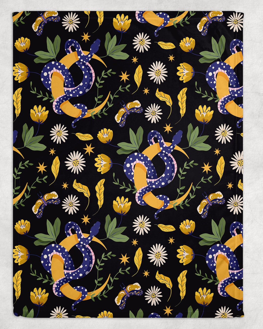 Snakes and Poppies Blanket - Fleece Blanket - Poppy Flower ...