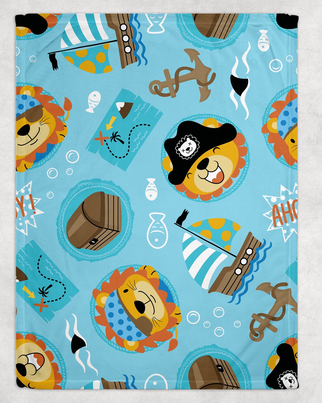 Pirate Baby Blanket, Pirate Fleece Baby Blanket, Pirate Ship Map Baby ...