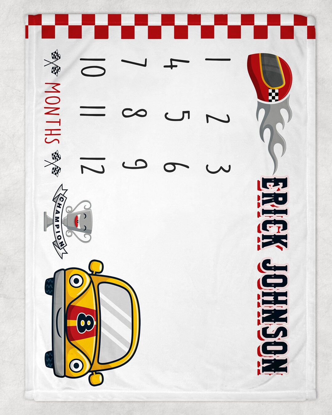 Drag Racing Milestone Fleece Baby Blanket, Drag Tree Baby Blanket, Boy ...